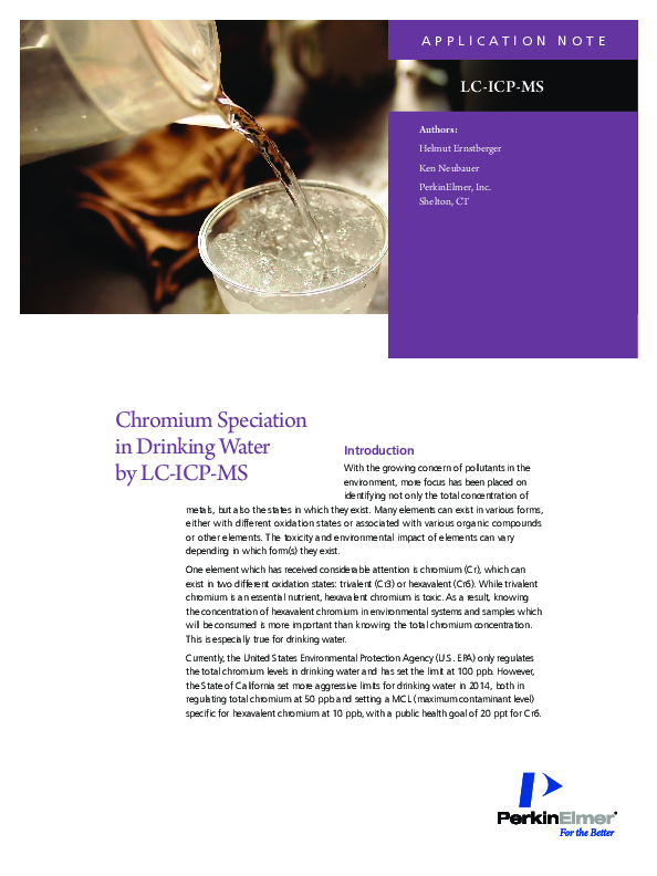 (PDF) Chromium Speciation in Drinking Water by LC-ICP-MS