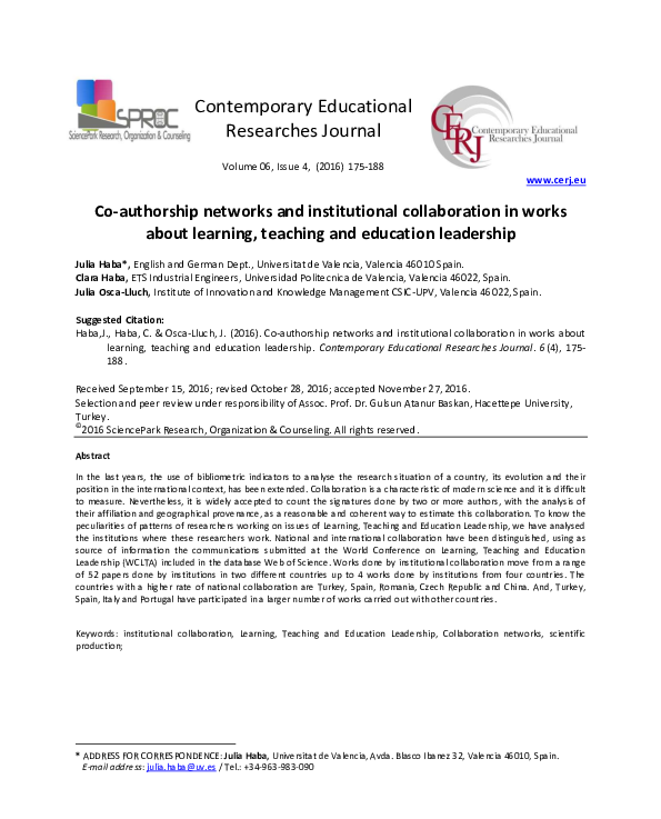 (PDF) Co-authorship networks and institutional collaboration in works ...