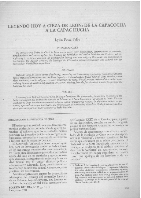 (PDF) Leyendo hoy a Cieza de León: de la Capacocha a la Capac Hucha”