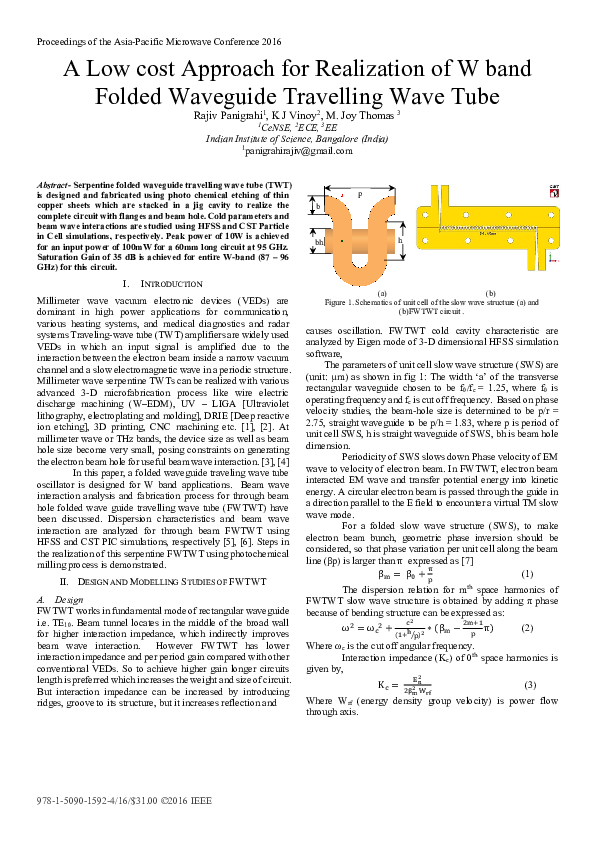 (PDF) A Low cost Approach for Realization of W band Folded Waveguide ...