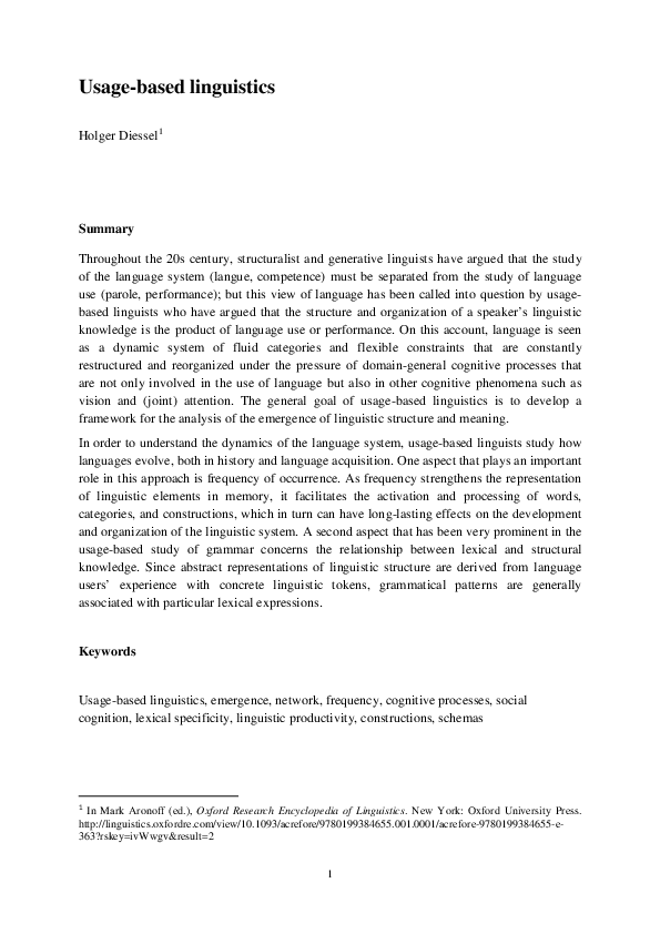 (PDF) Usage-based linguistics