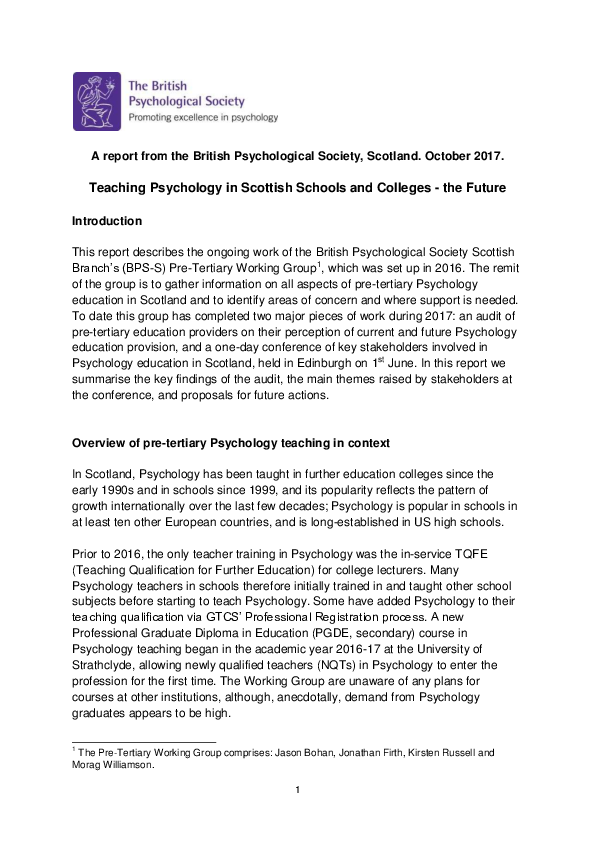 (PDF) BPS-S Pre-tertiary event report | Jonathan Firth - Academia.edu