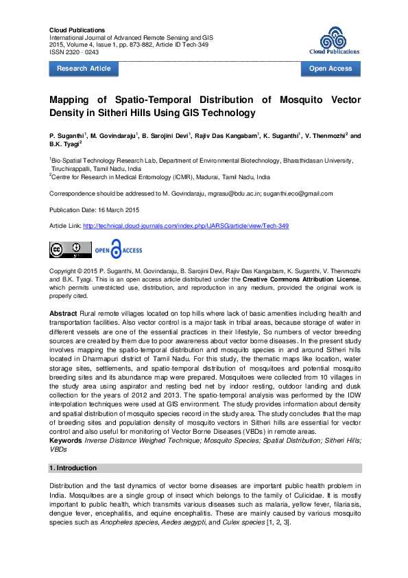 (PDF) Mapping of Spatio-Temporal Distribution of Mosquito Vector Density in Sitheri Hills Using ...