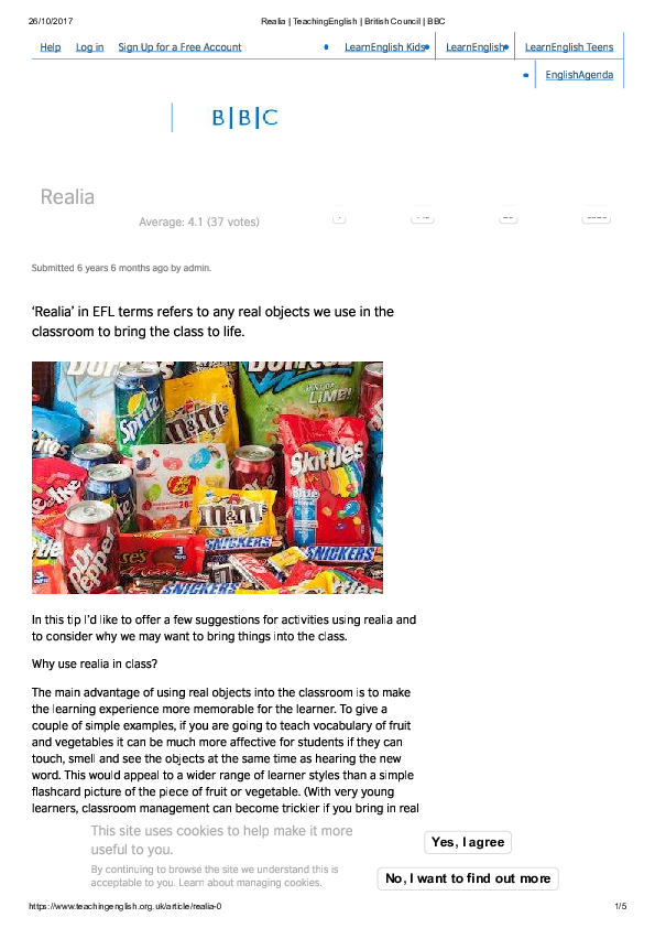 (PDF) Realia TeachingEnglish British Council BBC | catarina madeira ...