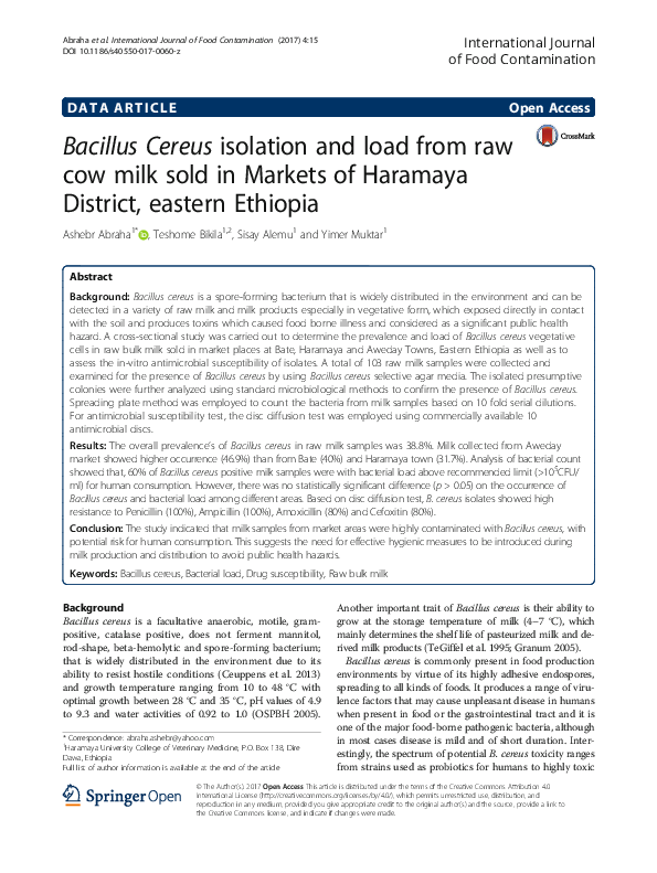(PDF) Antibiograms of Bacillus cereus isolates from some Nigerian Foods ...