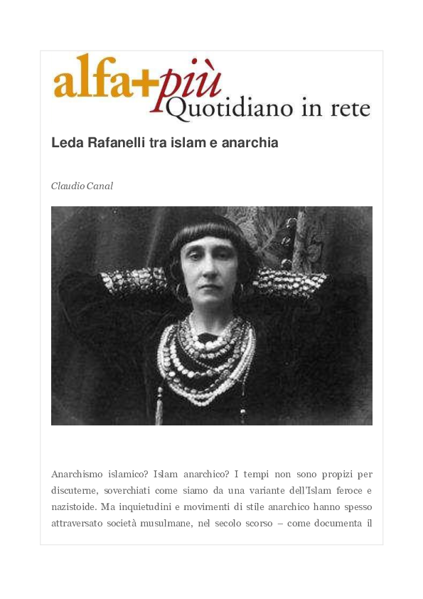 (PDF) Leda Rafanelli tra islam e anarchia