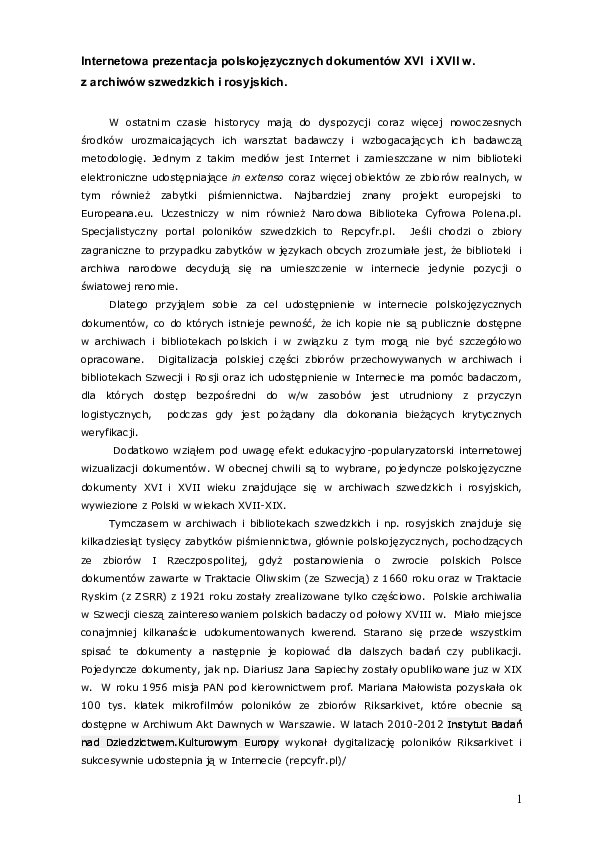 (PDF) Internet presentation of the Polish-language documents of ...