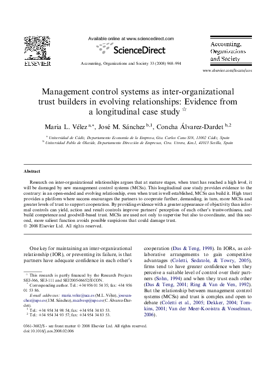 (PDF) Management control systems as inter-organizational trust builders in evolving ...