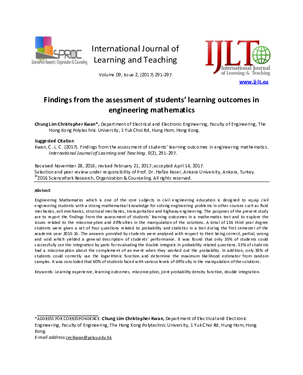 (PDF) Findings from the assessment of students' learning outcomes in ...