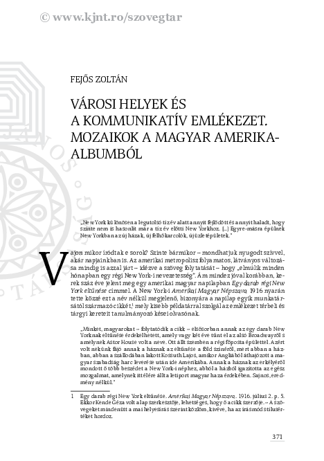 (PDF) Városi helyek és a kommunikatív emlékezet. Mozaikok a Magyar ...