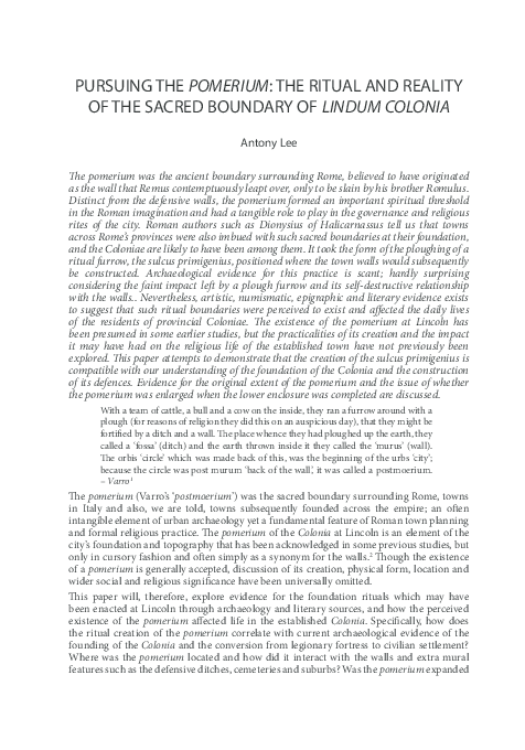 (PDF) Pursuing the Pomerium: The Ritual and Reality of the Sacred ...