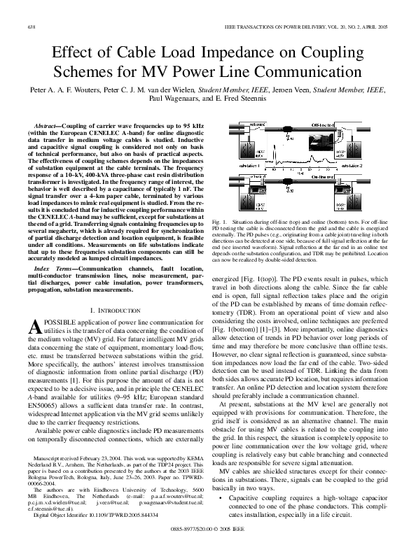 (PDF) Effect of cable load impedance on coupling schemes for MV power ...
