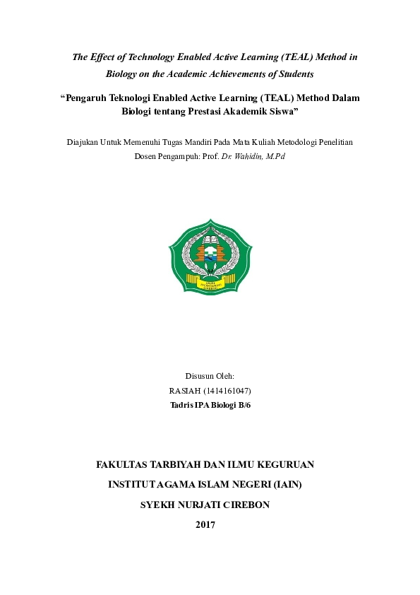 (DOC) The Effect of Technology Enabled Active Learning (TEAL) Method in ...