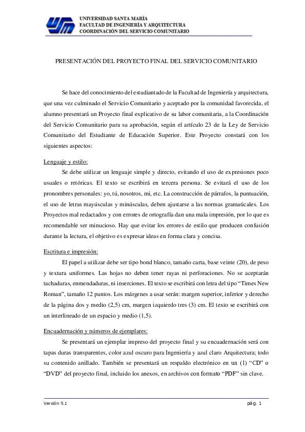 (PDF) PRESENTACIÓN DEL PROYECTO FINAL DEL SERVICIO COMUNITARIO