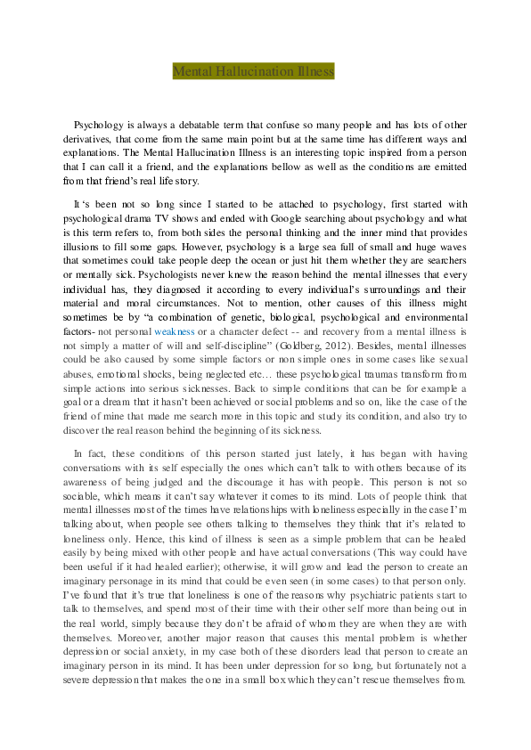 (PDF) Mental Hallucination Illness