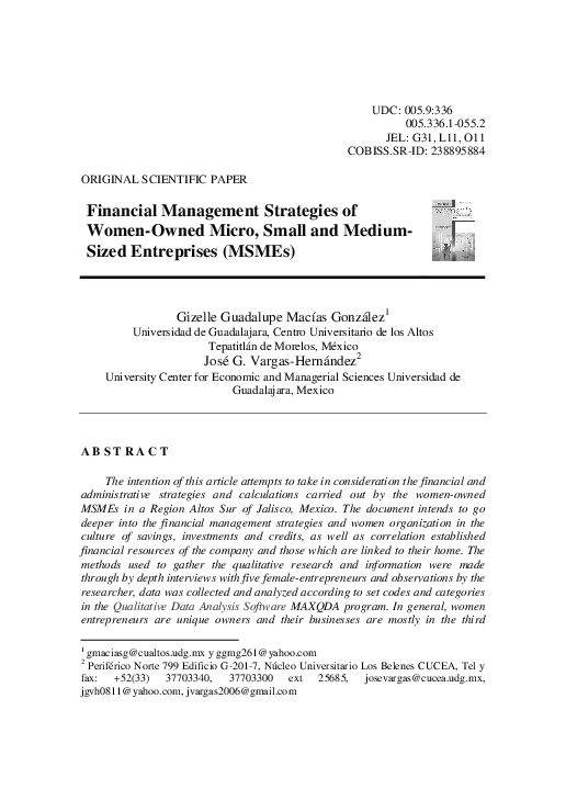 (PDF) Financial Management Strategies of Women-Owned Micro, Small and Medium- Sized Entreprises ...