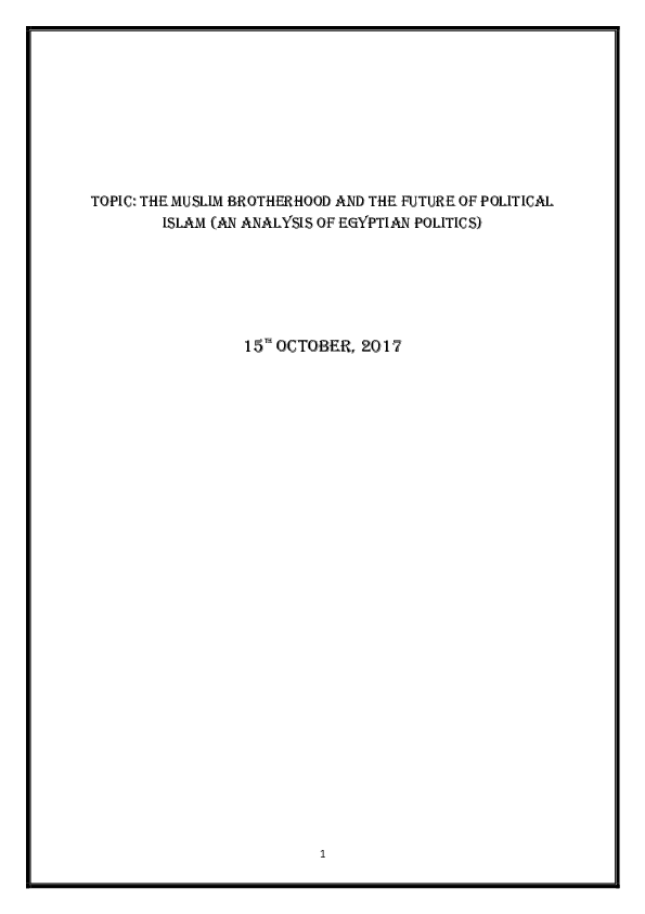 (DOC) Muslim Brotherhood strategic plan | Nld Snr - Academia.edu
