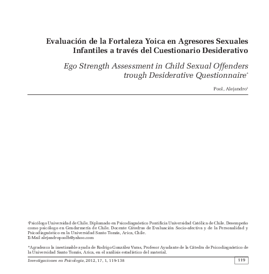 (PDF) Evaluación de la Fortaleza Yoica en Agresores Sexuales Infantiles ...