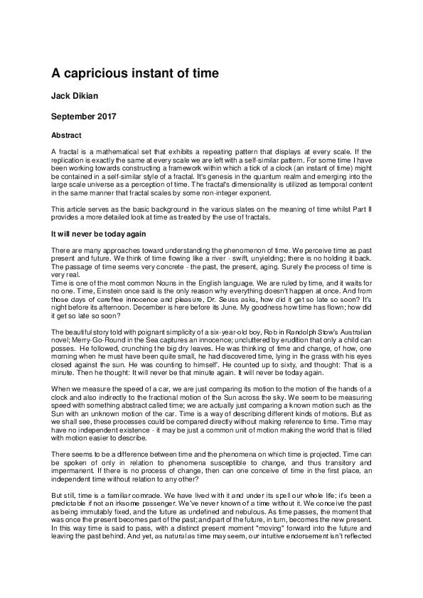 (PDF) A capricious instant of time