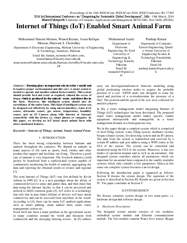 (PDF) Internet of Things (IoT) Enabled Smart Animal Farm