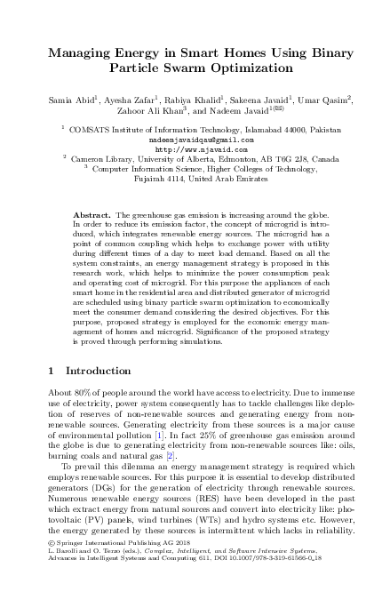 Pdf Managing Energy In Smart Homes Using Binary Particle Swarm