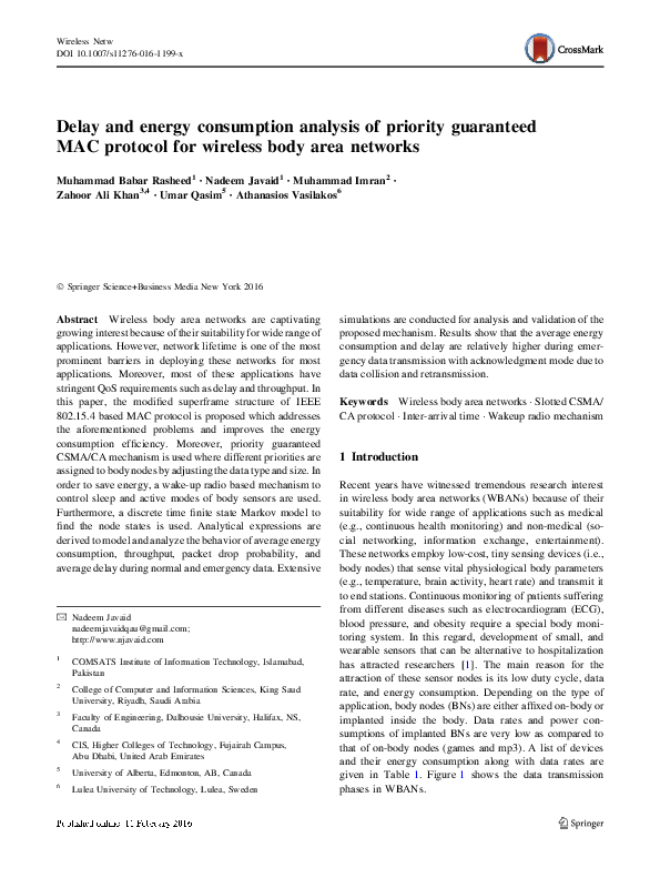 (PDF) Delay and energy consumption analysis of priority guaranteed MAC protocol for wireless ...