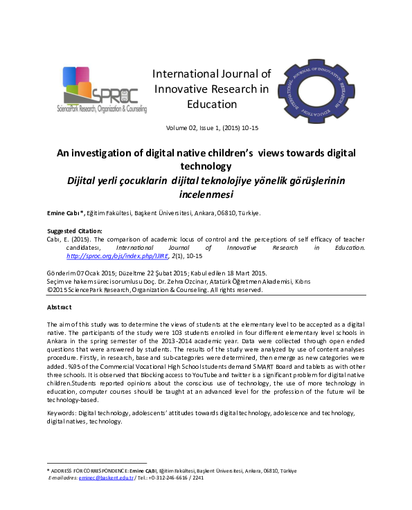 (PDF) An investigation of digital native children’s views towards ...