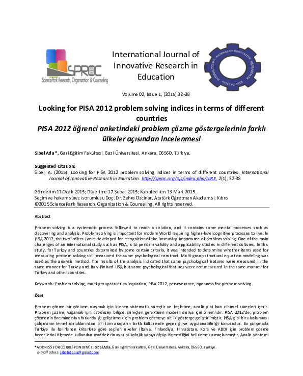 Pdf Looking For Pisa 2012 Problem Solving Indices In Terms Of