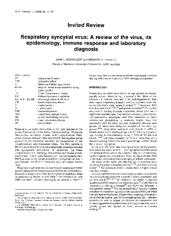 (PDF) Respiratory syncytial virus: A review of the virus, its ...