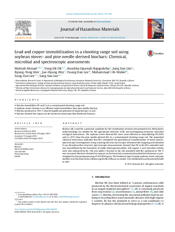 (PDF) Lead and copper immobilization in a shooting range soil using ...
