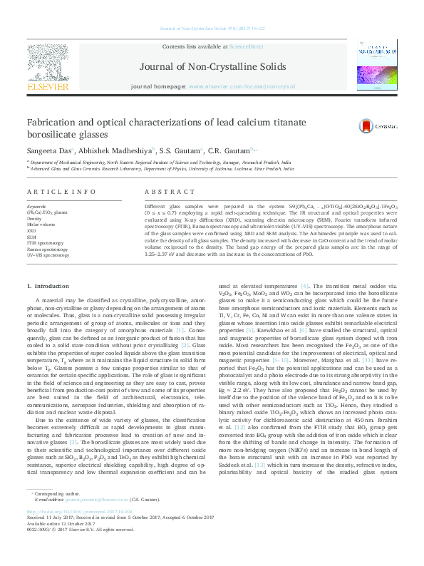 (PDF) Fabrication and optical characterizations of lead calcium ...