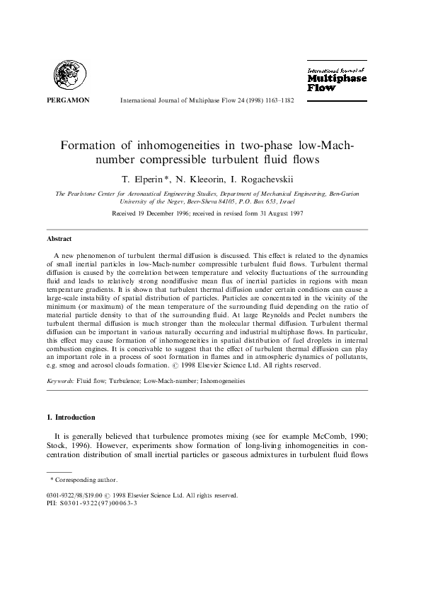 (PDF) Formation of inhomogeneities in two-phase low-Mach-number compressible turbulent fluid ...