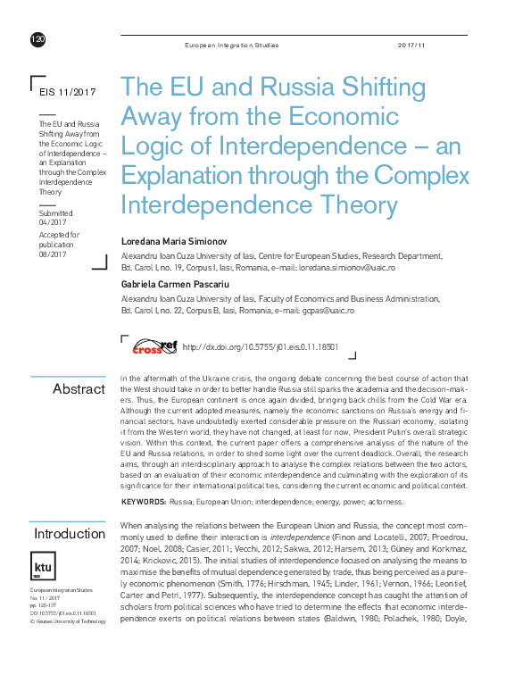 (PDF) The EU and Russia Shifting Away from the Economic Logic of ...