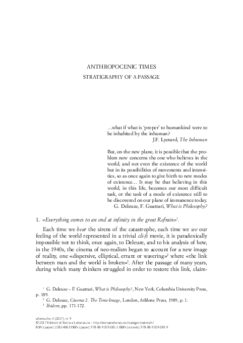 (PDF) Sara Baranzoni, "Anthropocenic Times. Stratigraphy of a Passage ...