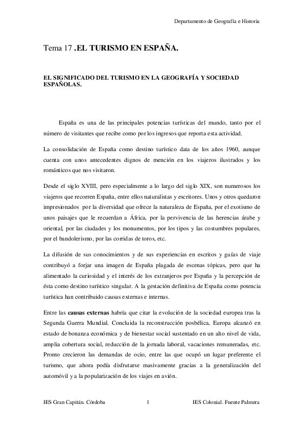 (PDF) Tema 18: El turismo en España