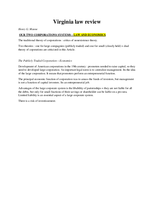 (DOC) Virginia law review