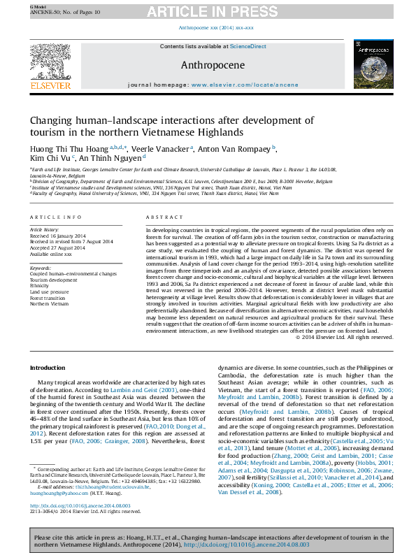 (PDF) Changing human–landscape interactions after development of ...