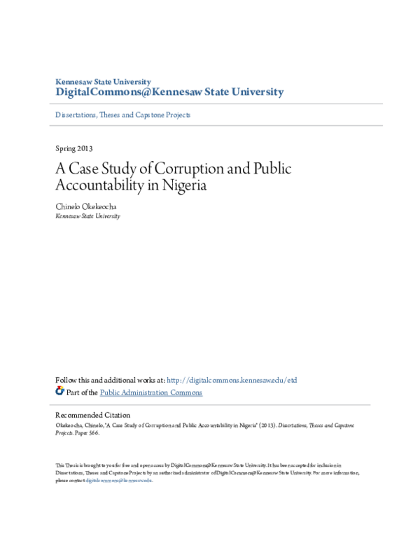 (PDF) A Case Study of Corruption and Public Accountability in Nigeria