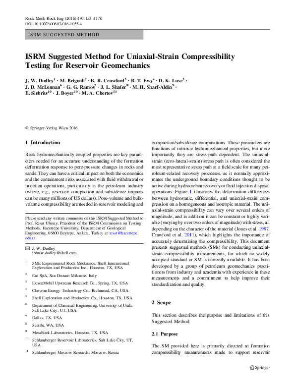 (PDF) ISRM Suggested Method for Uniaxial-Strain Compressibility Testing ...
