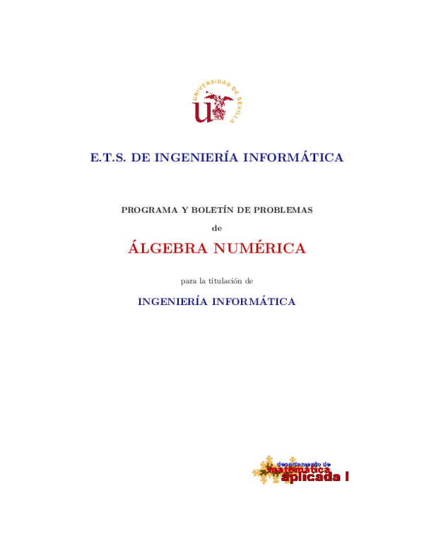 (PDF) Álgebra Numérica