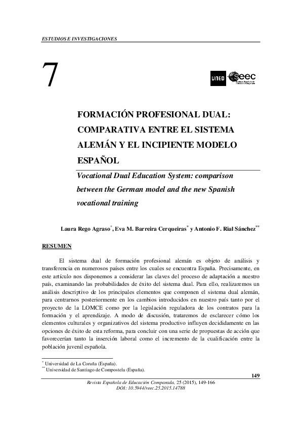 (PDF) ESTUDIOS E INVESTIGACIONES FORMACIÓN PROFESIONAL DUAL ...