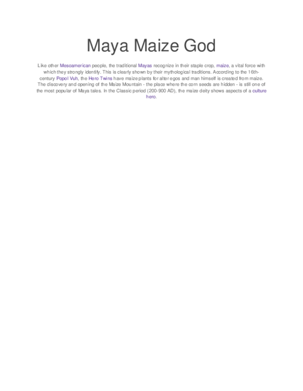 (DOC) Maya Maize God