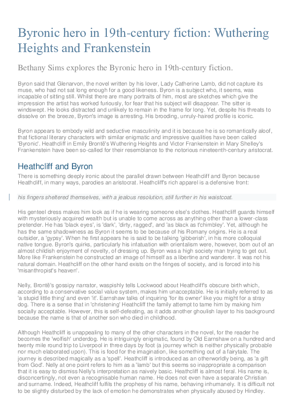 (DOC) Byronic hero in 19th-century fiction: Wuthering Heights and ...
