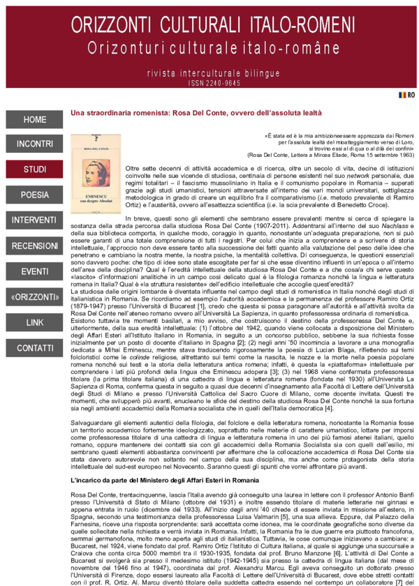 (PDF) Una straordinaria romenista: Rosa Del Conte, ovvero dell'assoluta ...