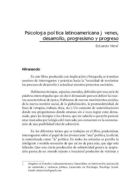 (PDF) Psicología política latinoamericana jóvenes, desarrollo ...