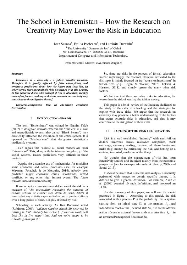 (PDF) The School in Extremistan – How the Research on Creativity May ...