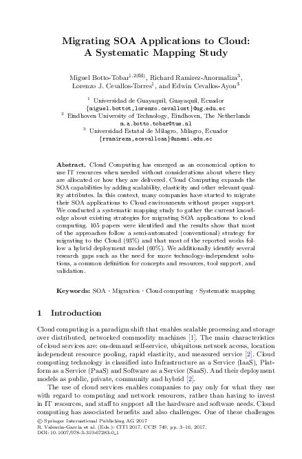 (PDF) Migrating SOA Applications to Cloud: A Systematic Mapping Study