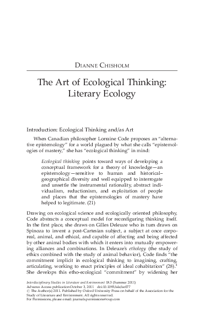 (PDF) The Art of Ecological Thinking: Literary Ecology