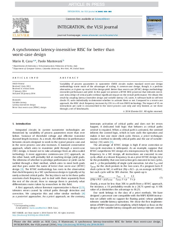 Pdf A Synchronous Latency Insensitive Risc For Better Than Worst Case Design 1297
