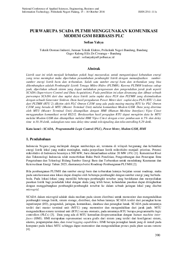 (PDF) PURWARUPA SCADA PLTMH MENGGUNAKAN KOMUNIKASI MODEM GSM BERBASIS PLC